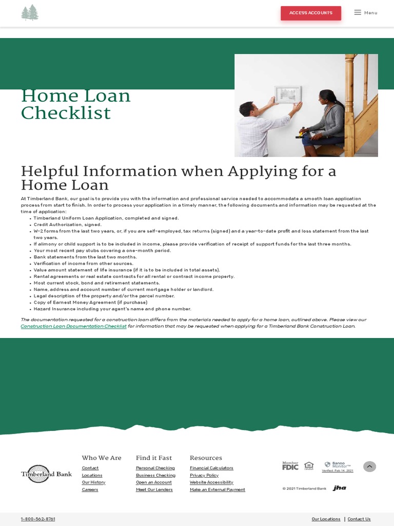 CONSTRUCTION LOAN CHECKLIST Home Loan Application Checklist For ...
