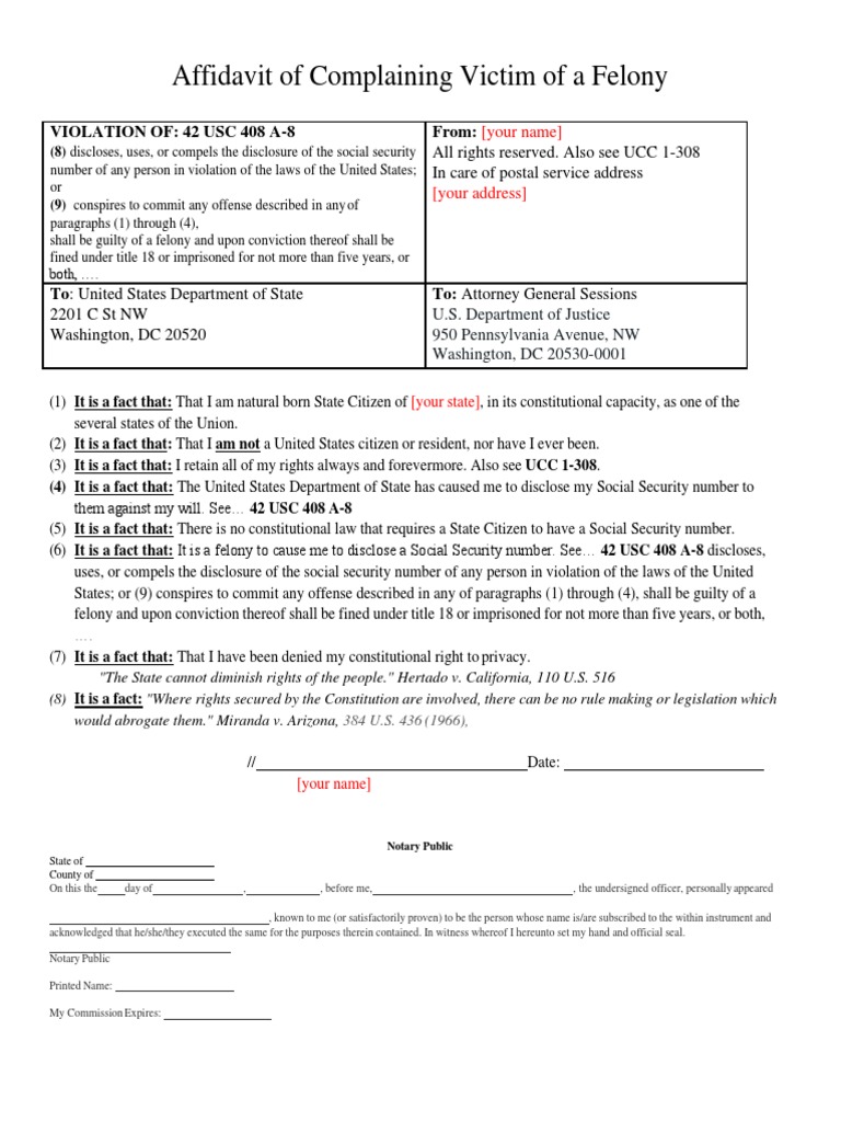 Affidavit of Complaining Victim of Felony - PDF Version 1 | PDF ...