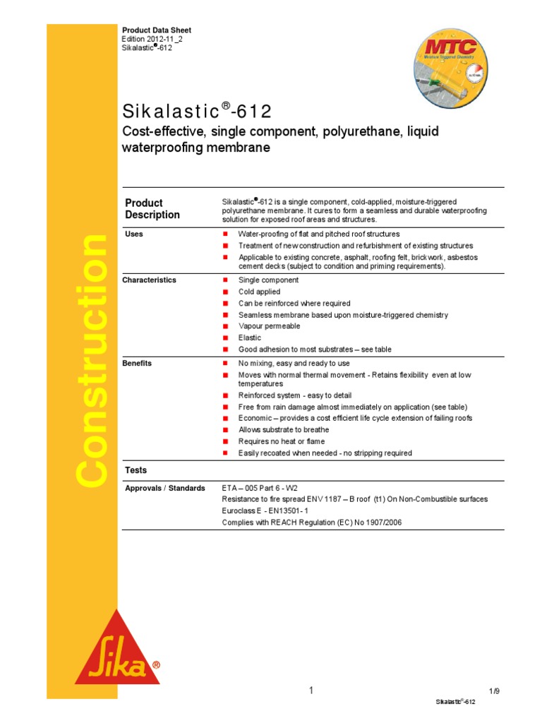 Sikalastic - 612: Cost-Effective, Single Component, Polyurethane ...