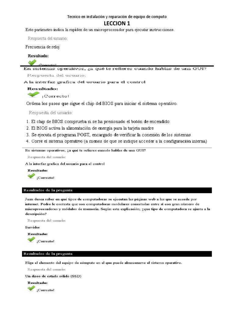 Tecnico en Instalación y Reparación de Equipo de Computo | PDF ...