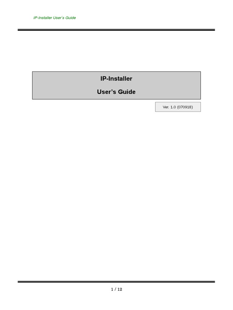 IP-Installer User 'S Guide | PDF | Ip Address | Port (Computer Networking)