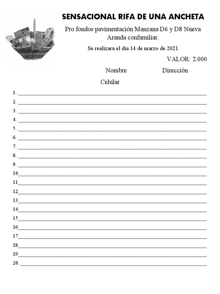 Sensacional Rifa de Una Ancheta | PDF