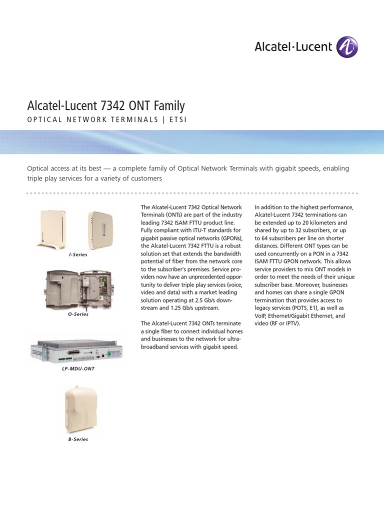 Alcatel 7342 ONT ETSI | PDF | Telecommunications Equipment ...
