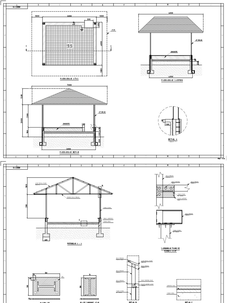 Detail Konstruksi dan Ukuran Gazebo | PDF
