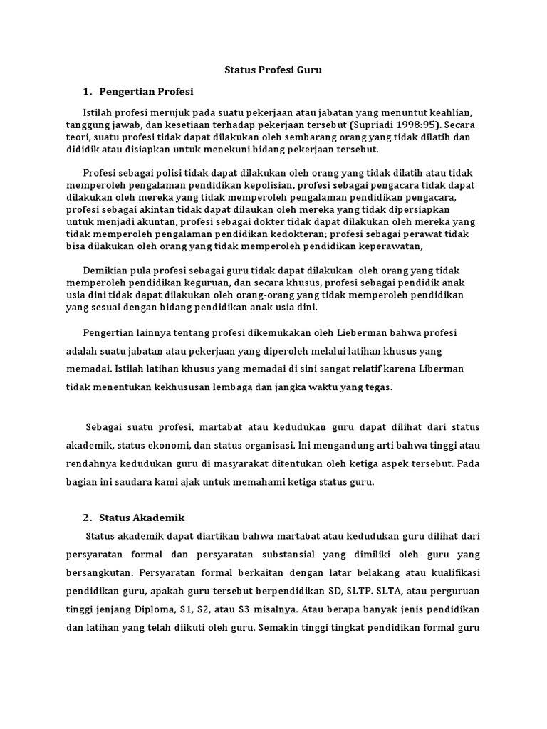 Draft Materi Status Profesi Guru | PDF | Karier & Perkembangan