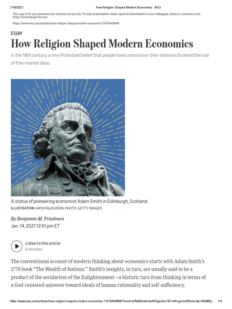 How Religion Shaped Modern Economics | PDF | Max Weber | Adam Smith