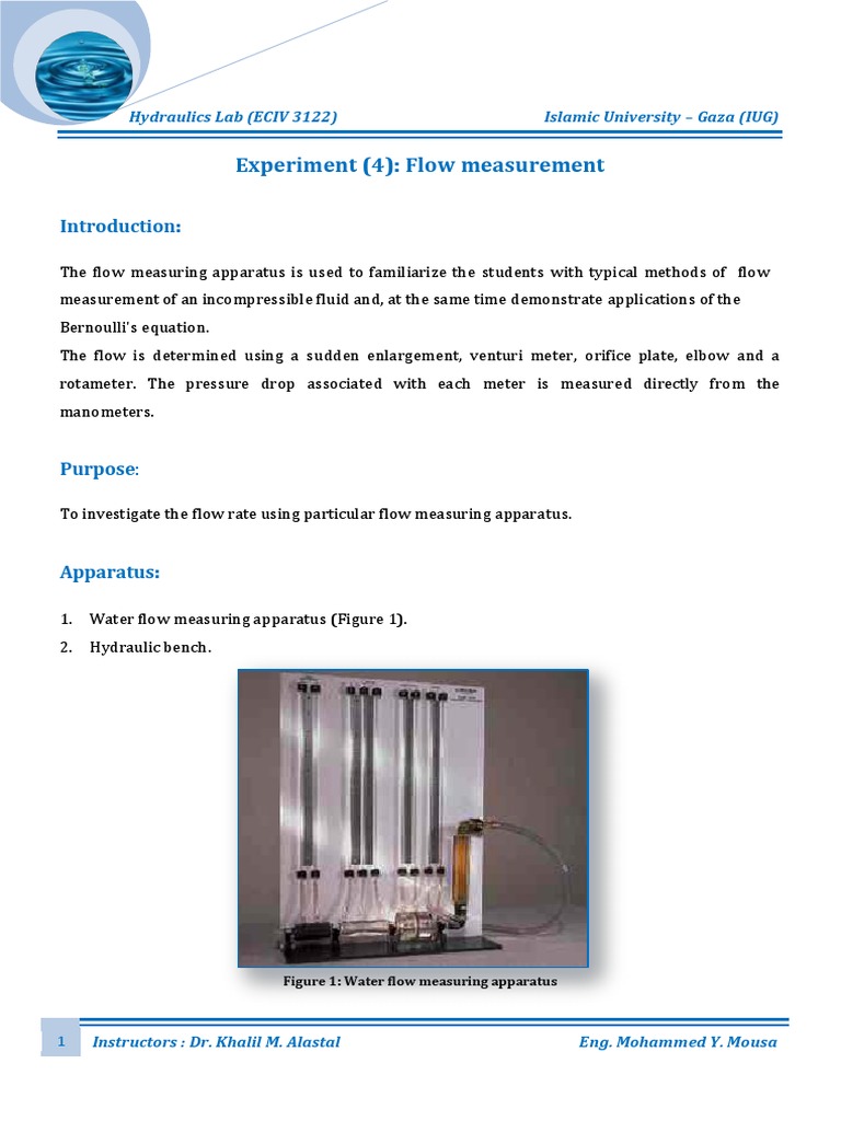 Experiment 4 Hydraulics Lab | PDF | Fluid Dynamics | Transparent Materials