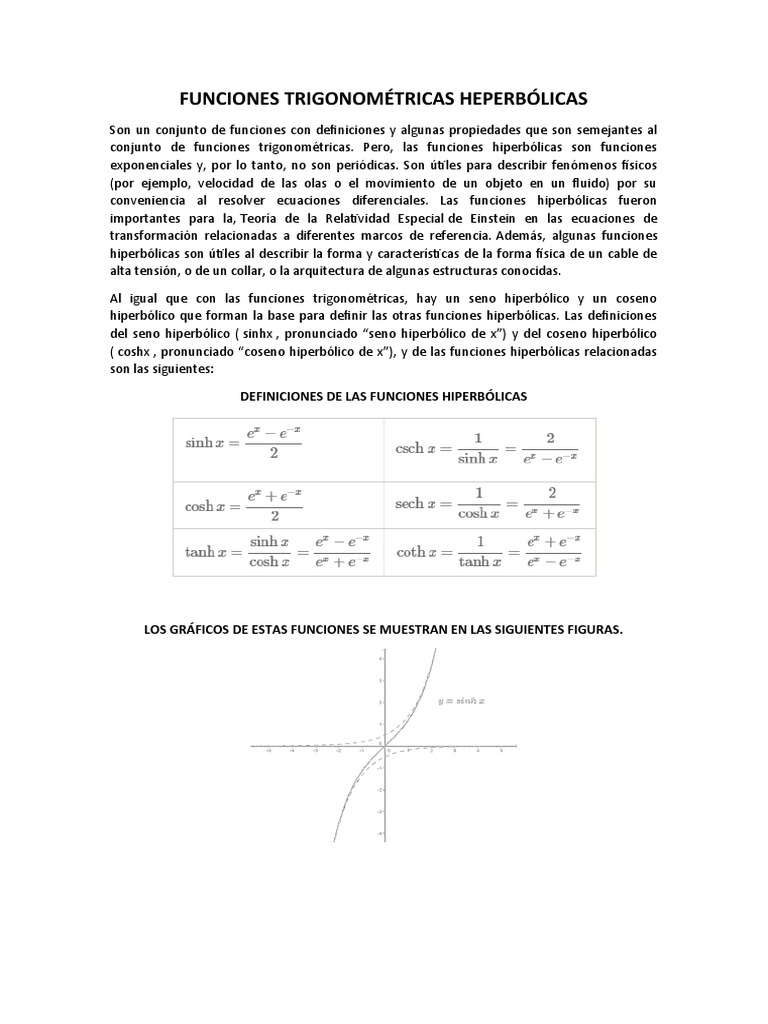 FUNCIONES TRIGONOM TRICAS HEPERB LICAS Docx Filename UTF 8''FUNCIONES | PDF | Funciones ...