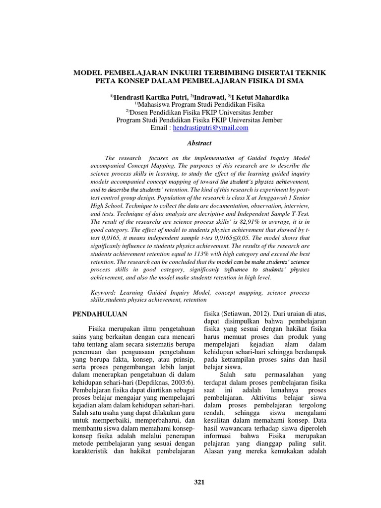 Model Pembelajaran Inkuiri Terbimbing Disertai Teknik Peta Konsep Dalam ...