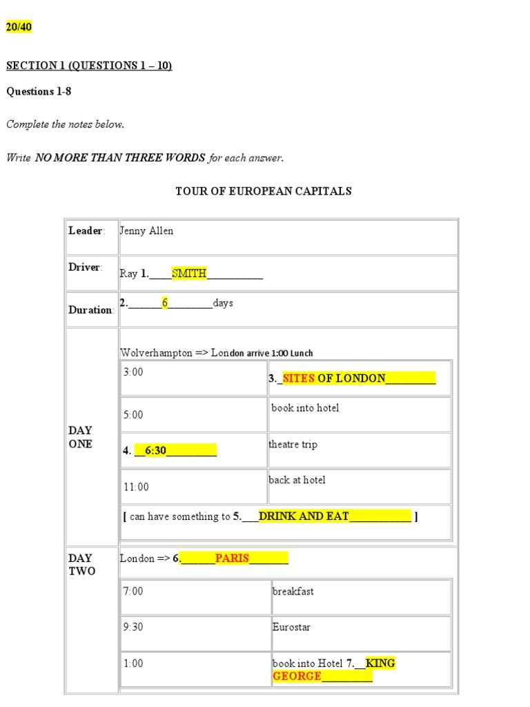 Tours of European Capitals | PDF