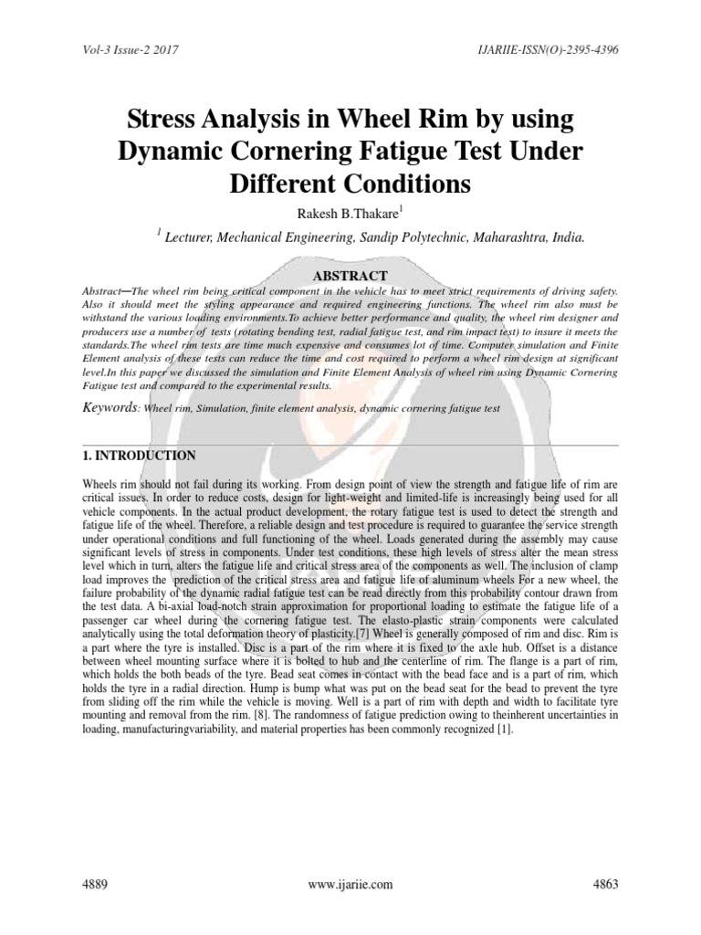 Stress Analysis in Wheel Rim by Using Dynamic Cornering Fatigue Test ...