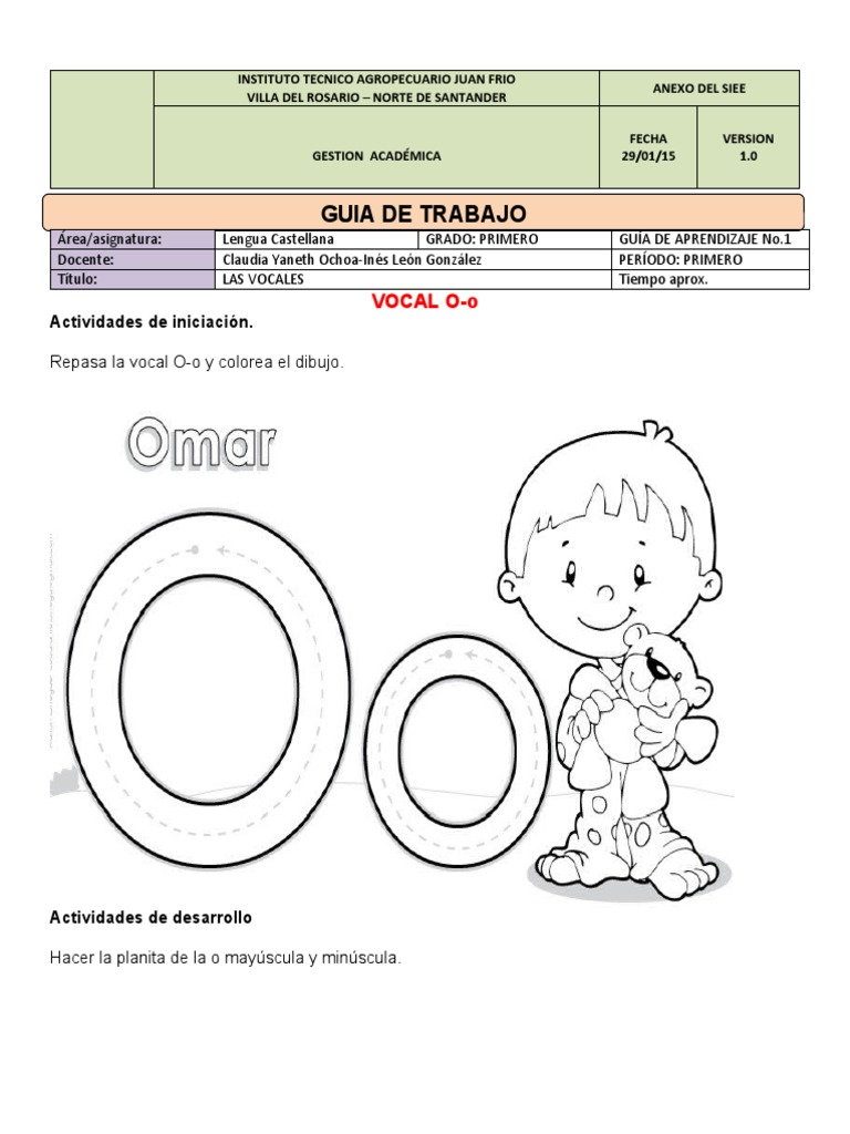 G. 1 Las Vocales | PDF | Colación | Codificaciones