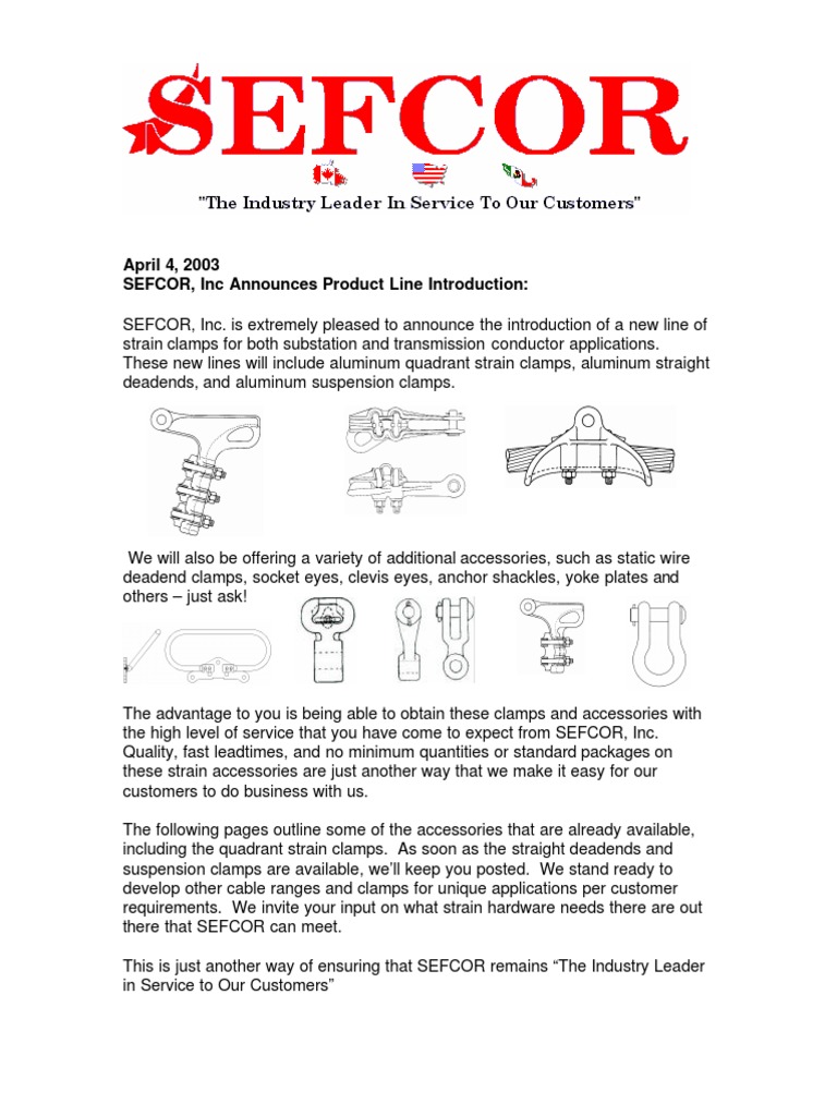 April 4, 2003 SEFCOR, Inc Announces Product Line Introduction | PDF ...