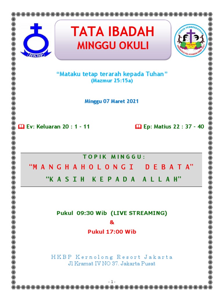 Tata Ibadah Minggu Okuli HKBP | PDF