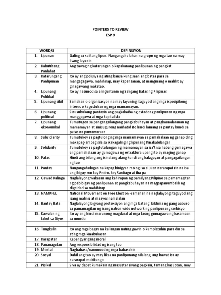 Pointers To Review G9.brill | PDF