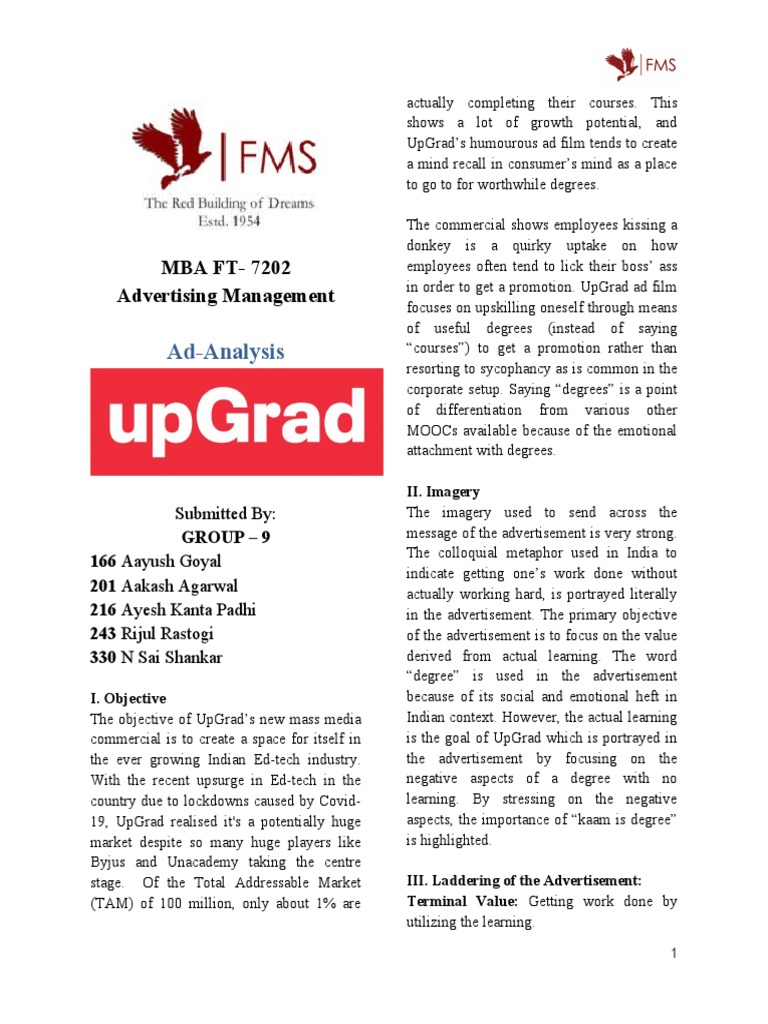 Ad-Analysis: MBA FT-7202 Advertising Management | PDF | Target Audience ...