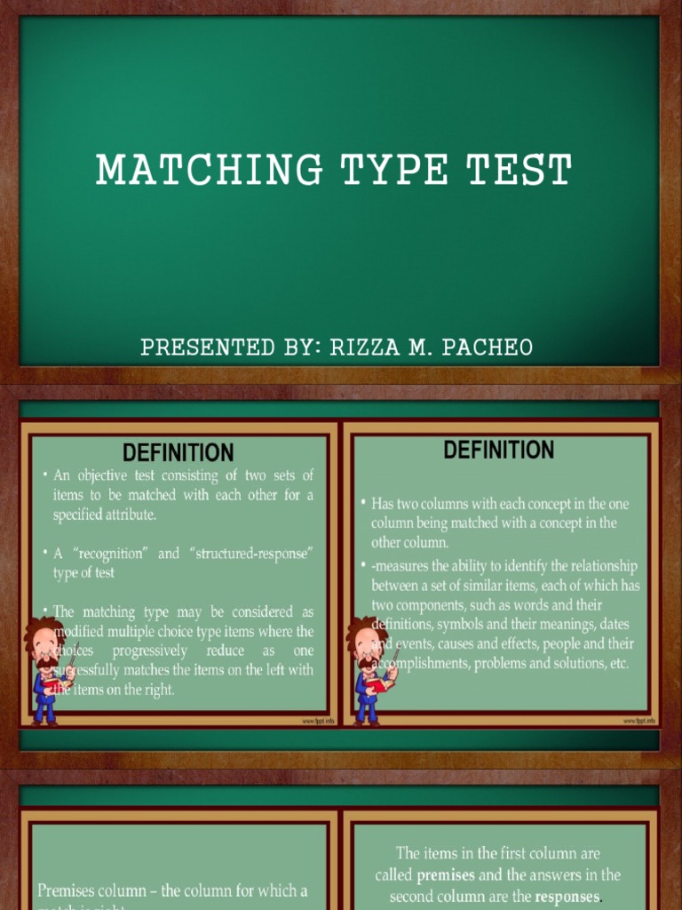 Matching Type Test: Presented By: Rizza M. Pacheo | PDF