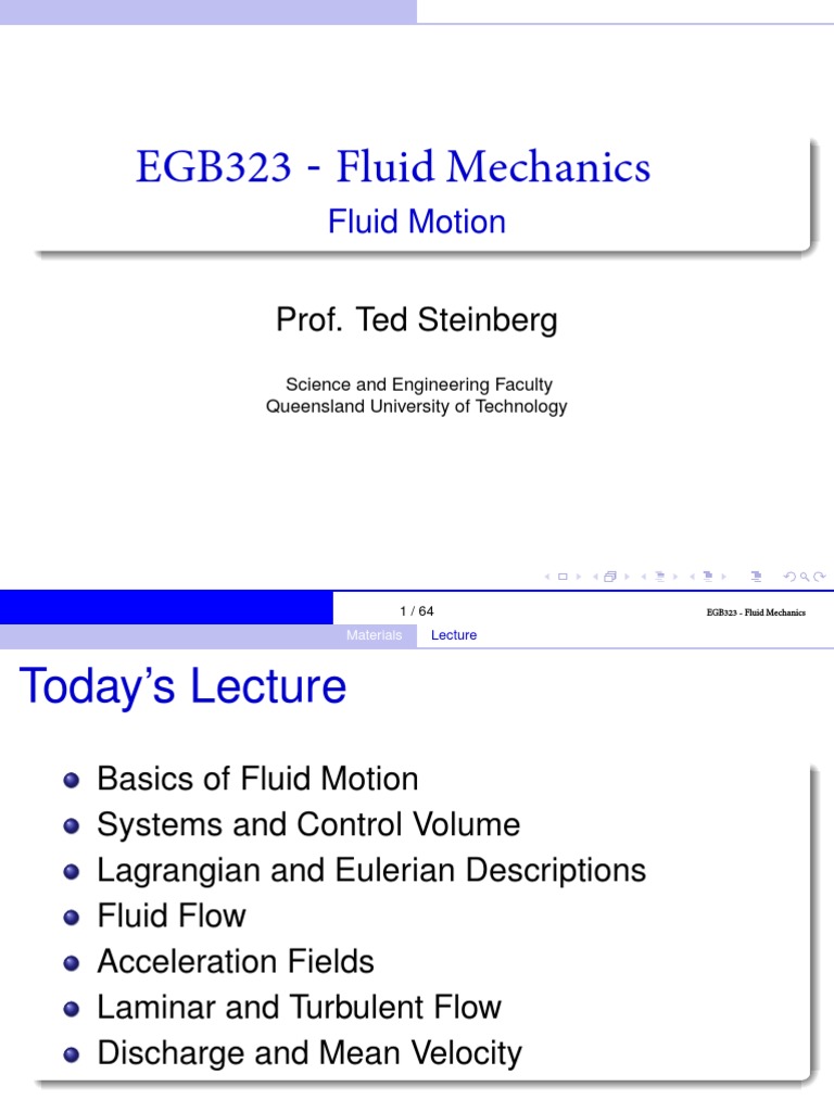 EGB323 Week 7 Lecture ENG 2019 | PDF | Fluid Dynamics | Reynolds Number