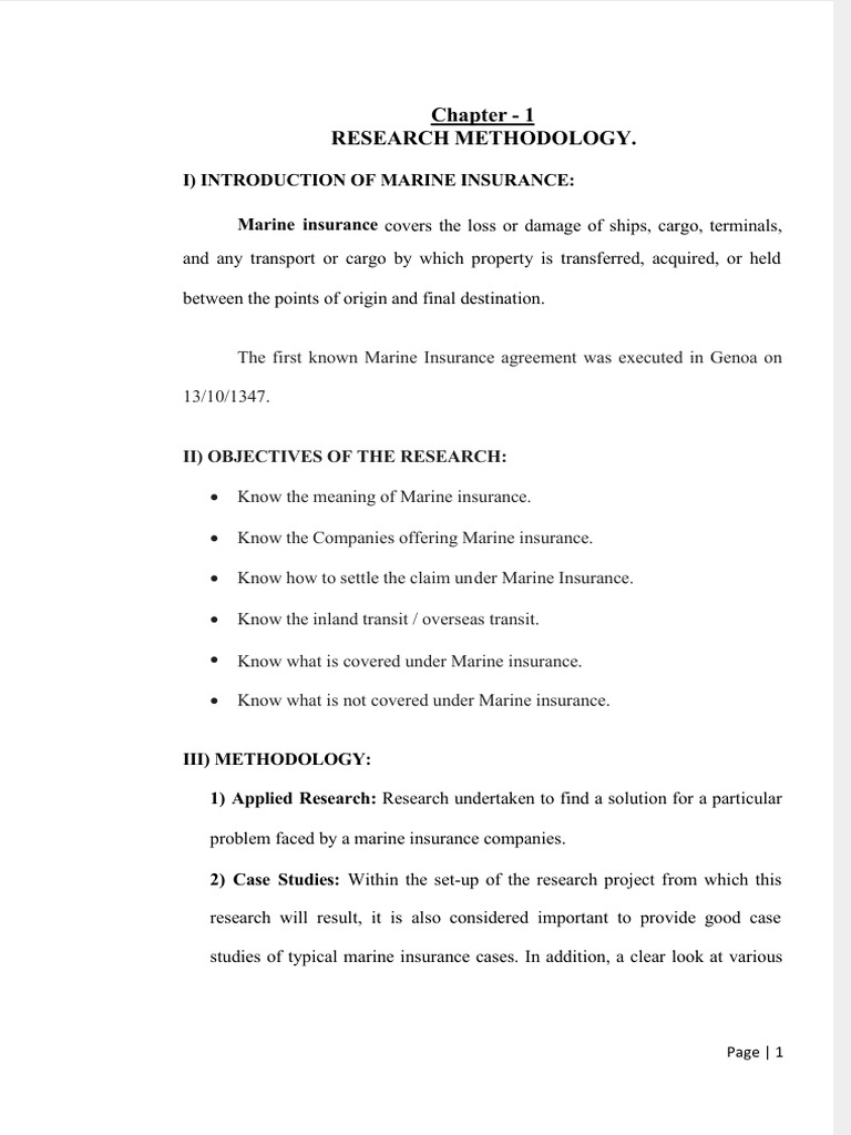 Chapter - 1 Research Methodology.: Page - 1 | PDF | Insurance | Ships