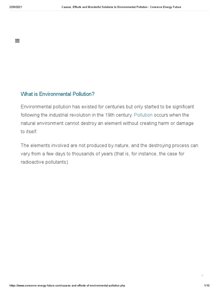 Causes and Effects of Pollution Explained | PDF | Pollution | Air Pollution