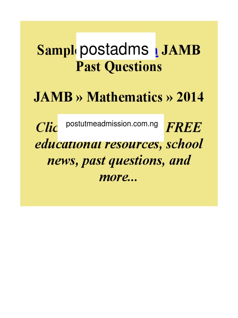 JAMB Mathematics Past Questions EduNgr Sample | PDF | Sine | Space