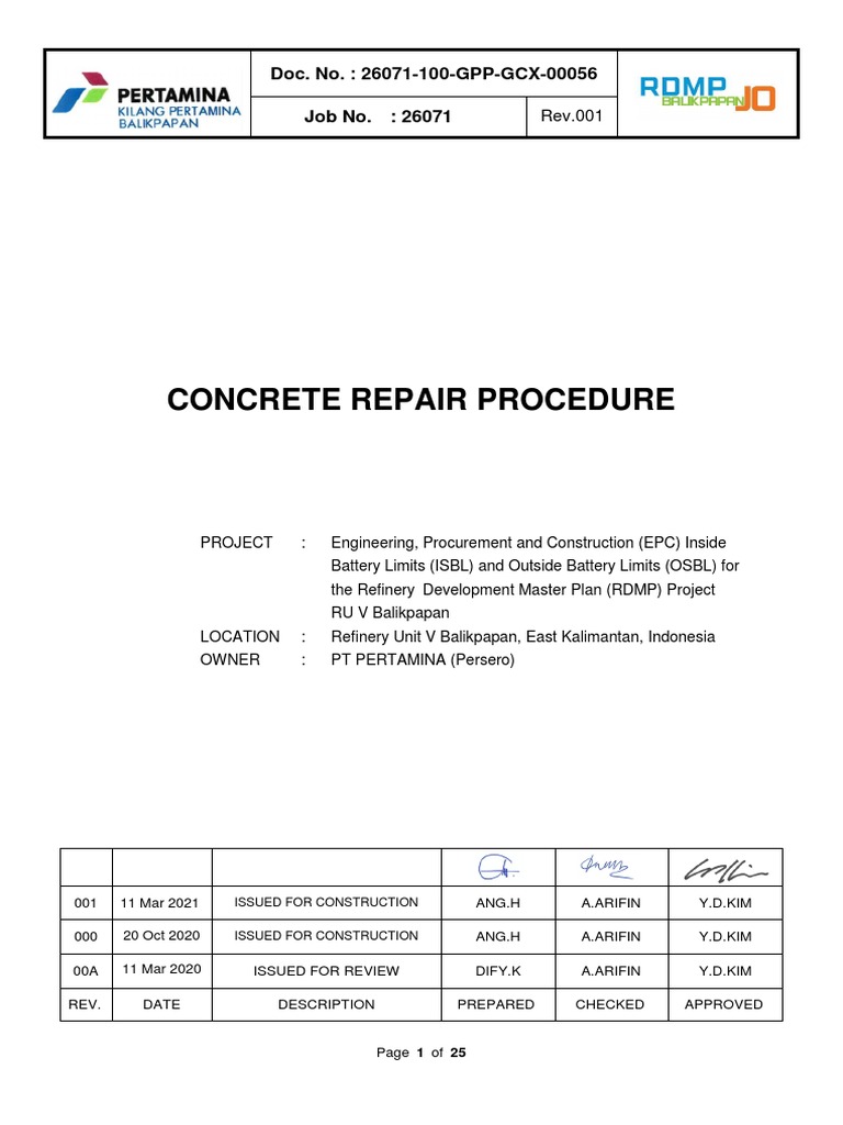 Concrete Repair Procedure for RDMP Project | PDF | Fracture | Concrete