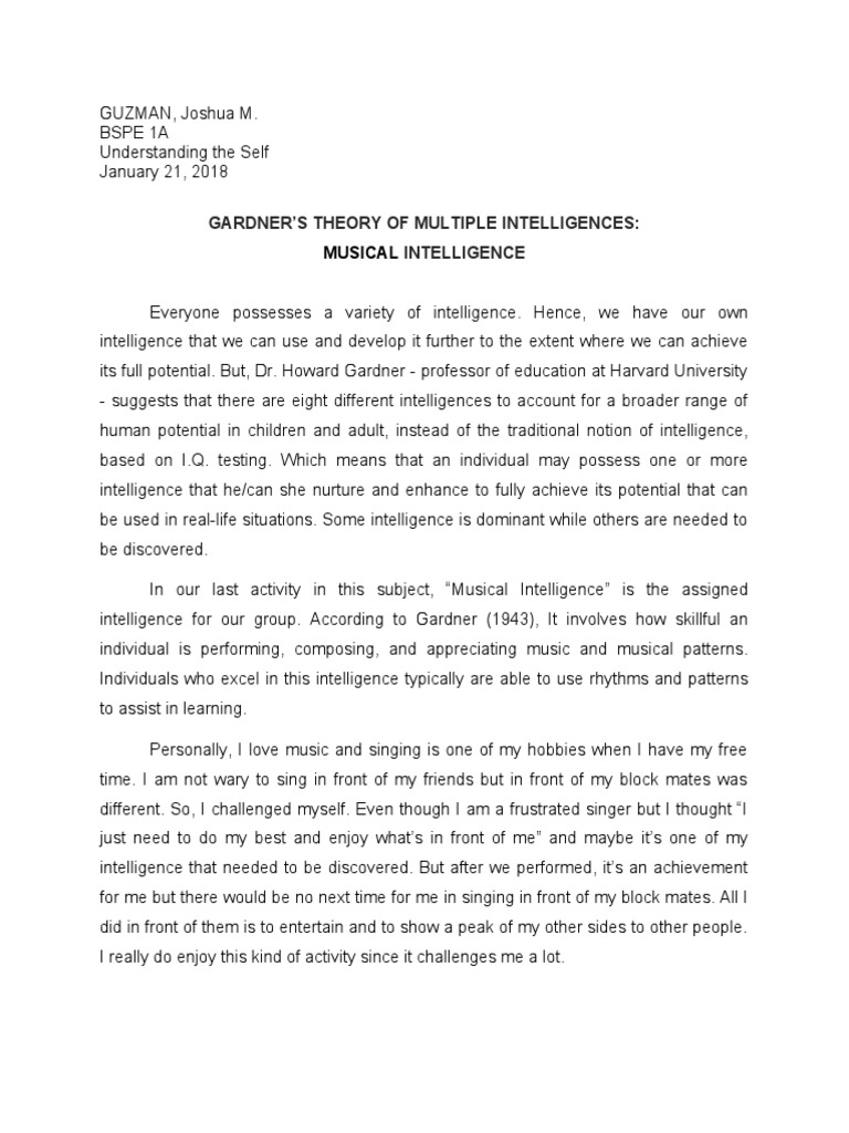 UTS - Reflection Multiple Intelligence | PDF | Intelligence | Communication