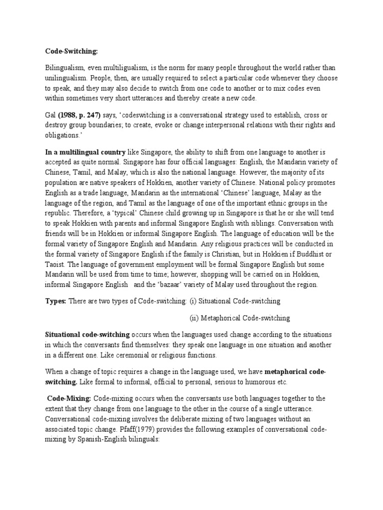 Code Switching and Mixing | PDF | Multilingualism | Communication