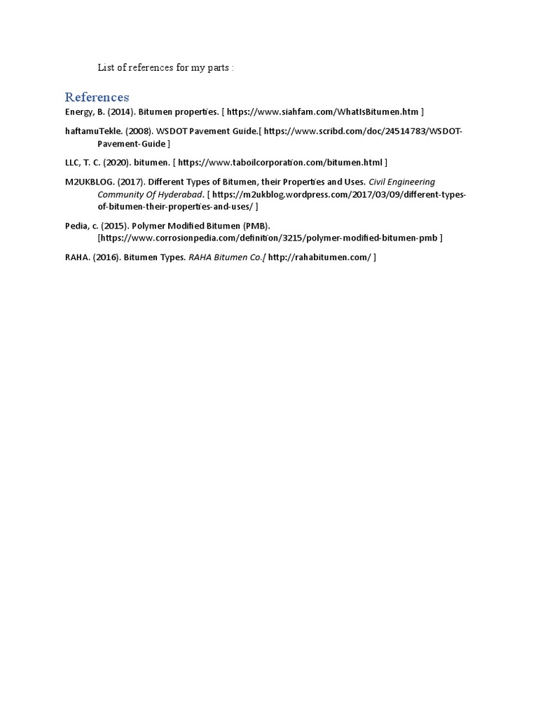 List of References For My Parts | PDF | Technology & Engineering