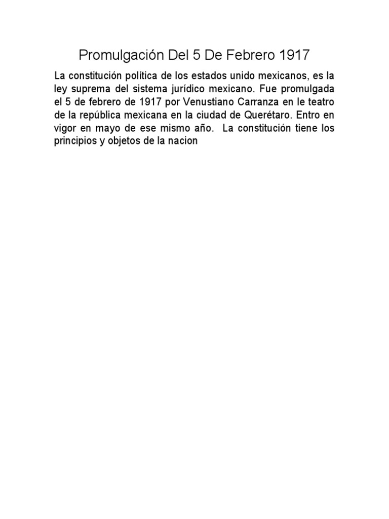 Promulgación Del 5 de Febrero 1917 | PDF