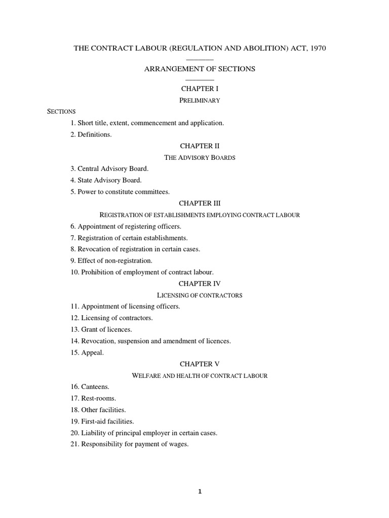 CLRA Act, 1970 | PDF | License | Employment