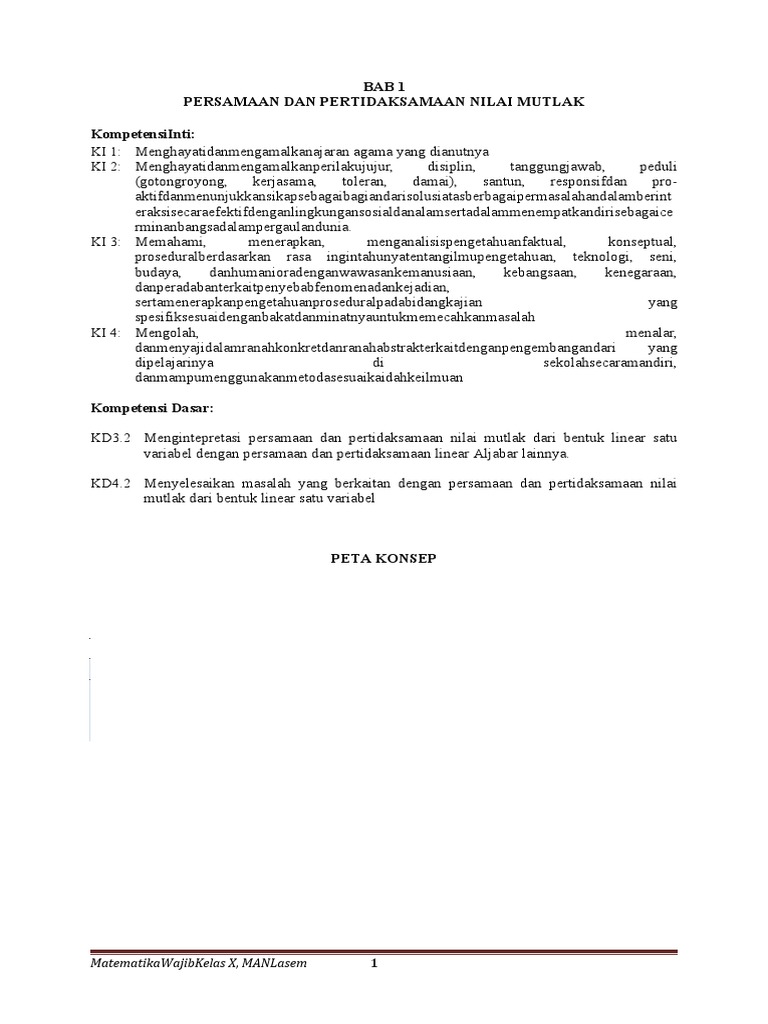 Persamaan dan Pertidaksamaan Nilai Mutlak | PDF | Metode & Bahan Ajar