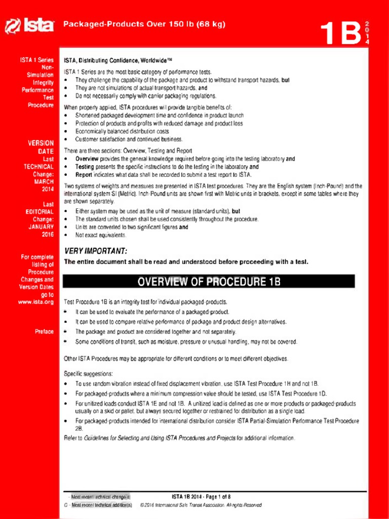 Procedure 1B: Packaged-Products 150 LB (68 | Download Free PDF ...