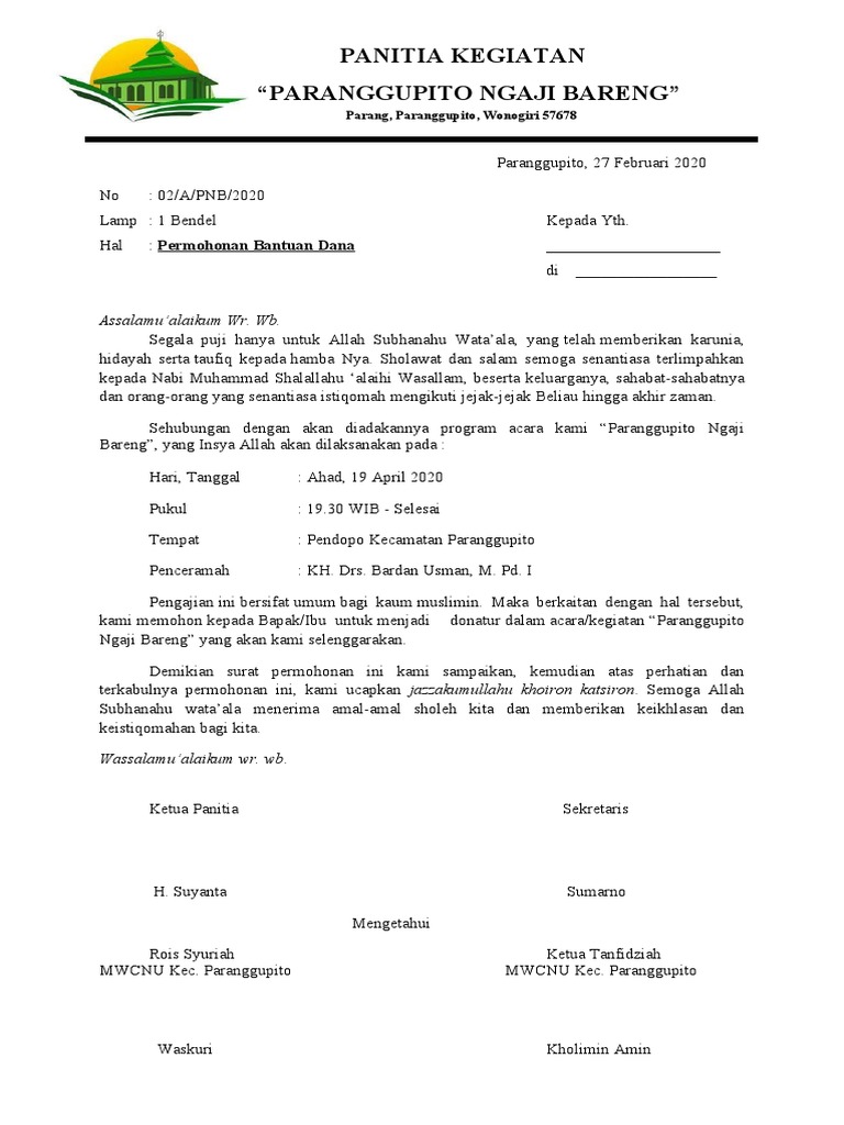 Proposal Paranggupito Ngaji Bareng - REVISI | PDF