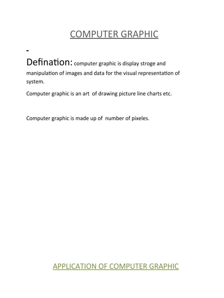 Defination:: Computer Graphic | PDF | Visualization (Graphics) | Computer Graphics