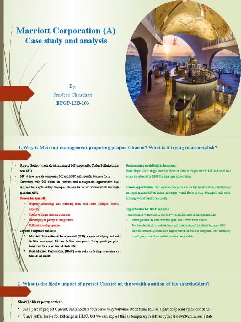 Marriott Corporation (A) : Case Study and Analysis | Download Free PDF ...