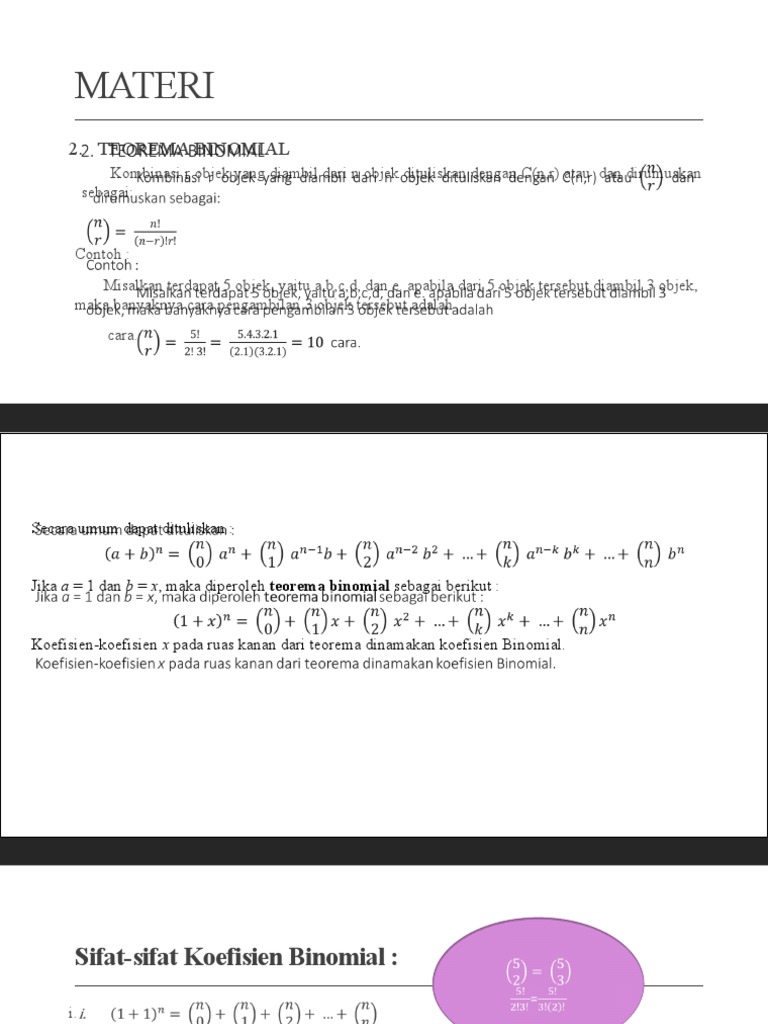 Teori Binomial Dengan Penjelasan Sifat | PDF