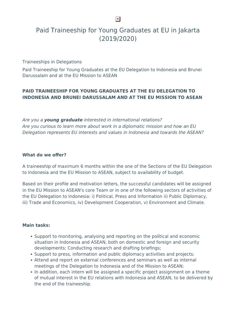 Eeas - European External Action Service - Paid Traineeship For Young ...