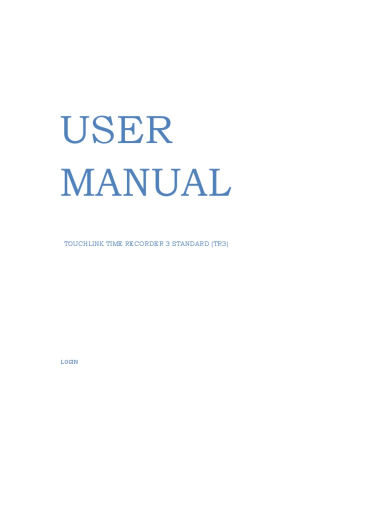 TouchLink Time Recorder 3 STD Manual | PDF | Point And Click | Menu ...
