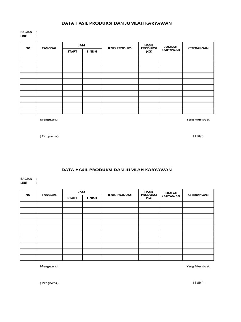 Form Rekap Produksi Per Line | PDF