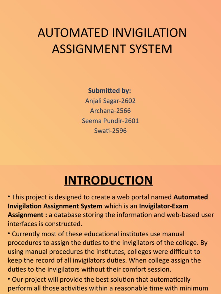 Automated Invigilation Assignment System: Submitted by | PDF | Web Application | Databases