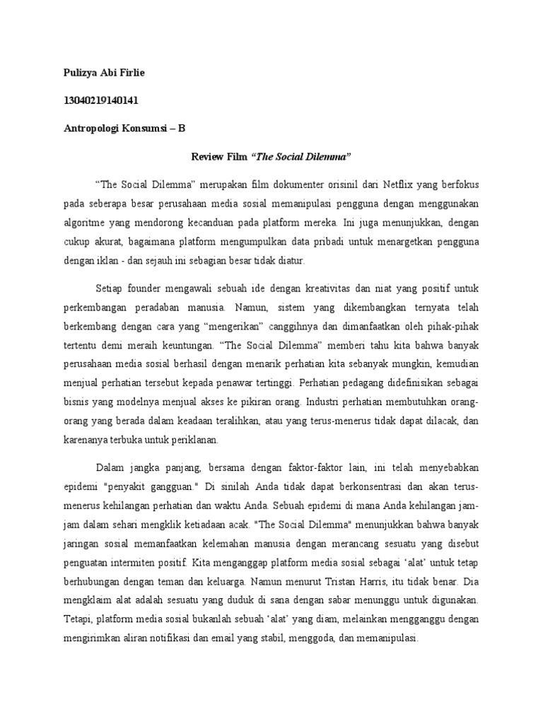 Analisis Film "The Social Dilemma" | PDF | Ilmu Sosial