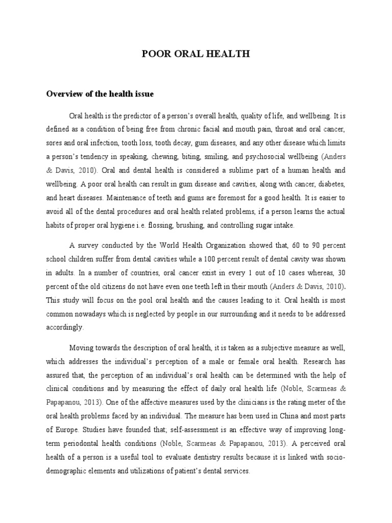 Poor Oral Health | Download Free PDF | Dentistry | Medicine