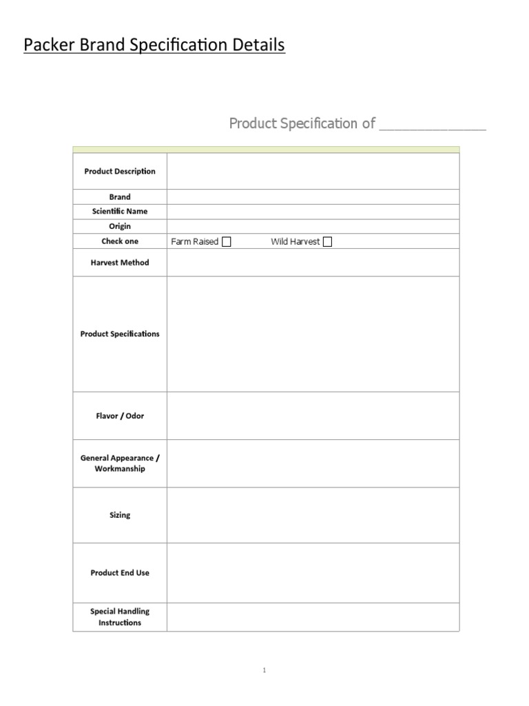 Packer Brand Specification Details | PDF