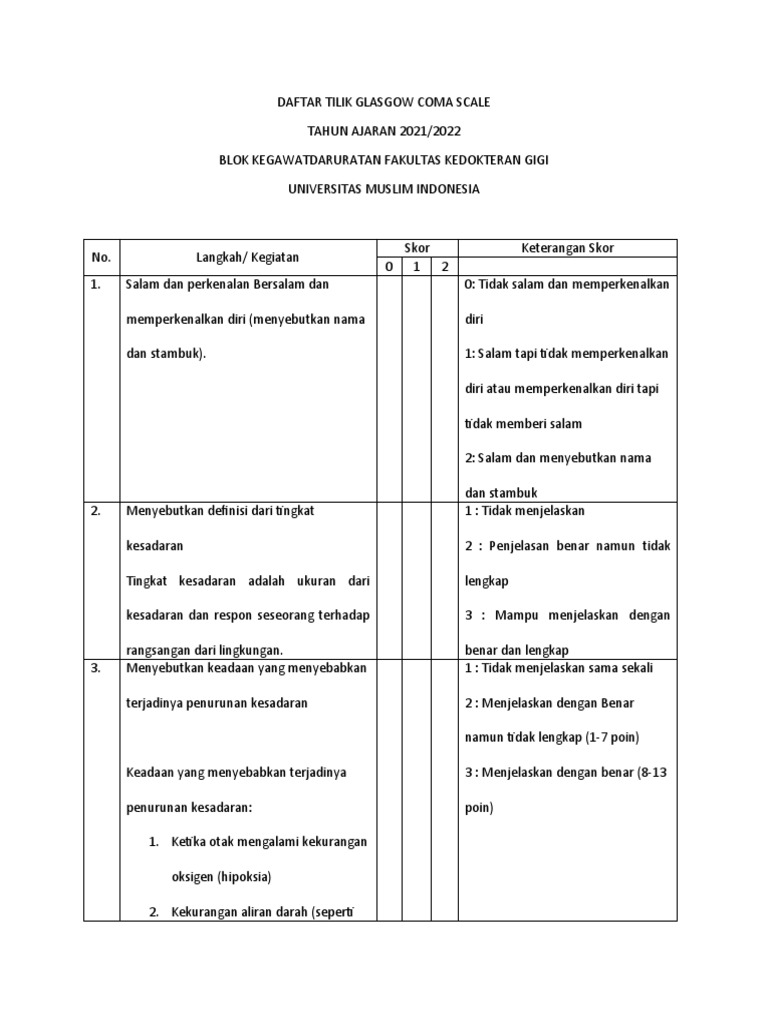 Datil Glasgow Coma Scale 2 | PDF