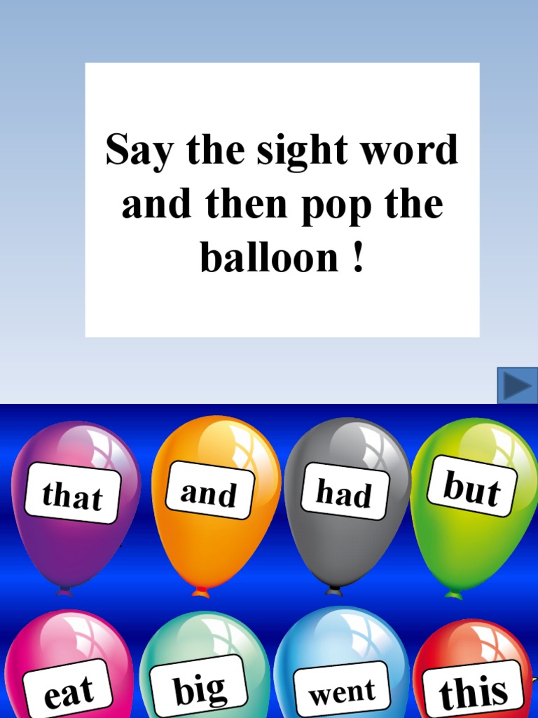 Scribd Balloon Pop Sight Words | PDF