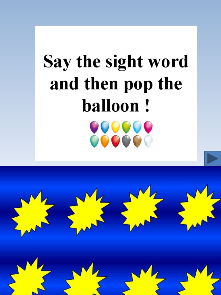 Sight Word Balloon Popping Game | PDF