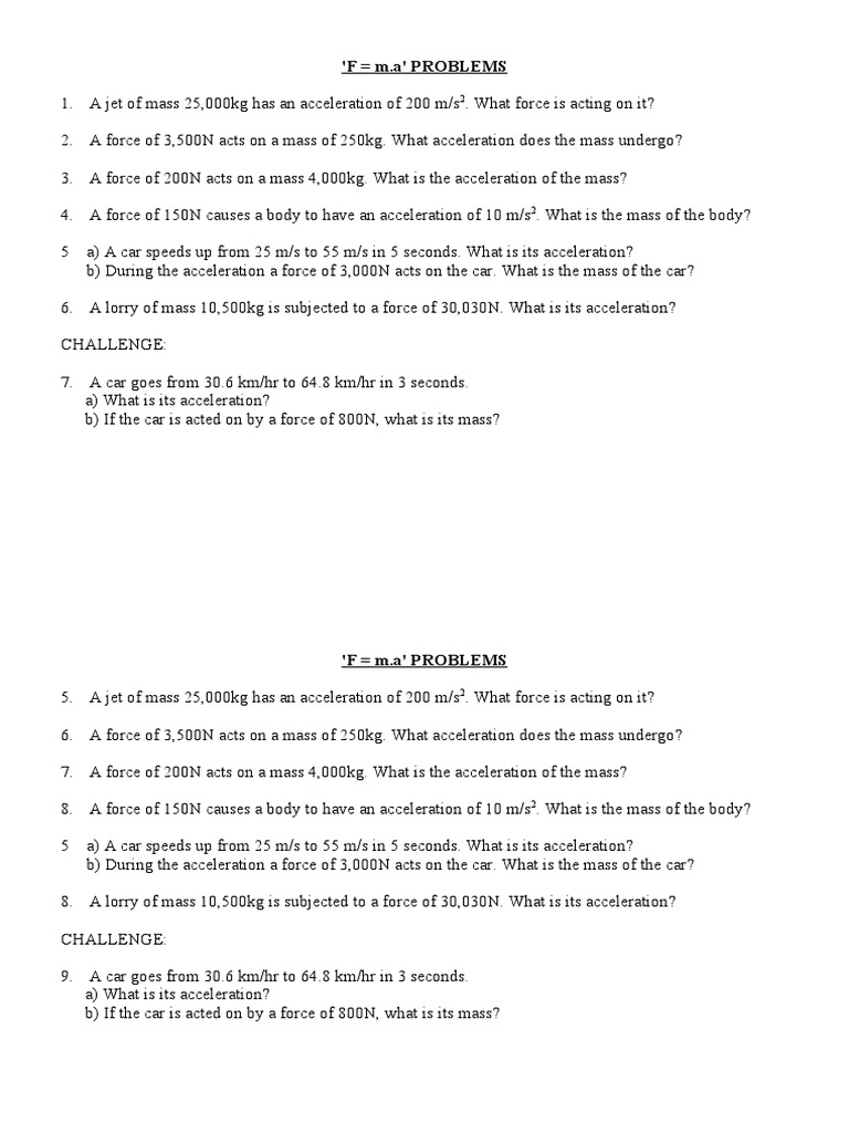 F Ma Problems | PDF