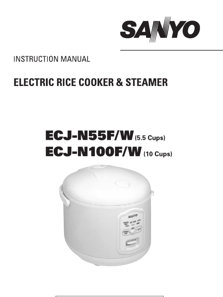 Sanyo - Electric Rice Cooker - ECJ-N55F | PDF | Tofu | Cooking