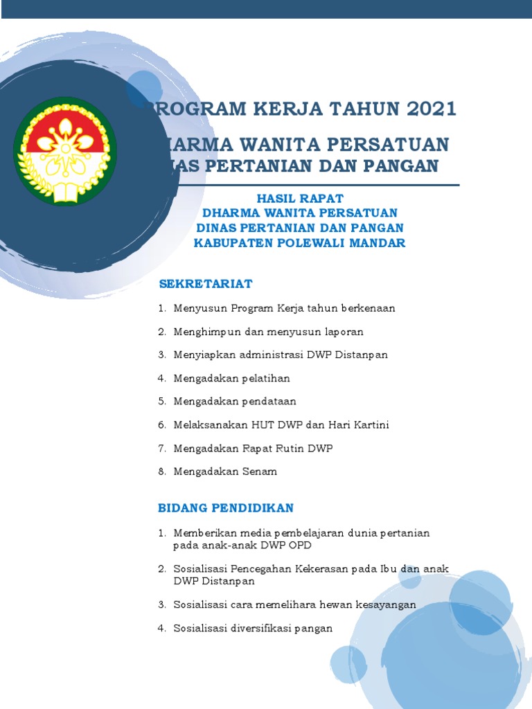 PROGRAM KERJA DWP Pertanian TAHUN 2021-Warna | PDF